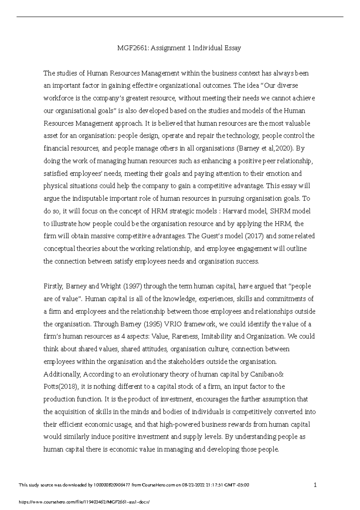 MGF2661 ass1 - Assignment - MGF2661: Assignment 1 Individual Essay The ...