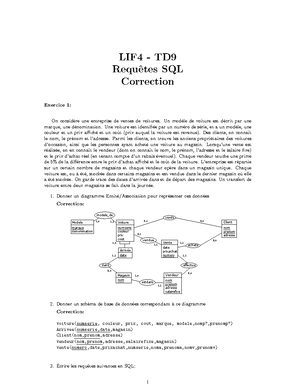 TP1 correction - Corrigé - Travaux Pratiques n° SQL Les bases de données Octobre 2019 La - Studocu