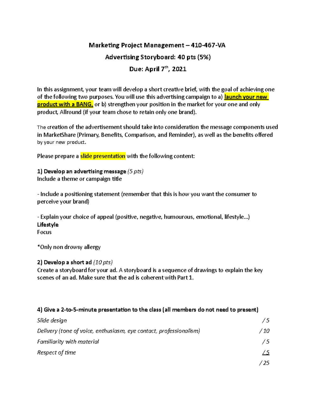 Assignment 6 - Advertising Storyboard - Marketing Project Management ...