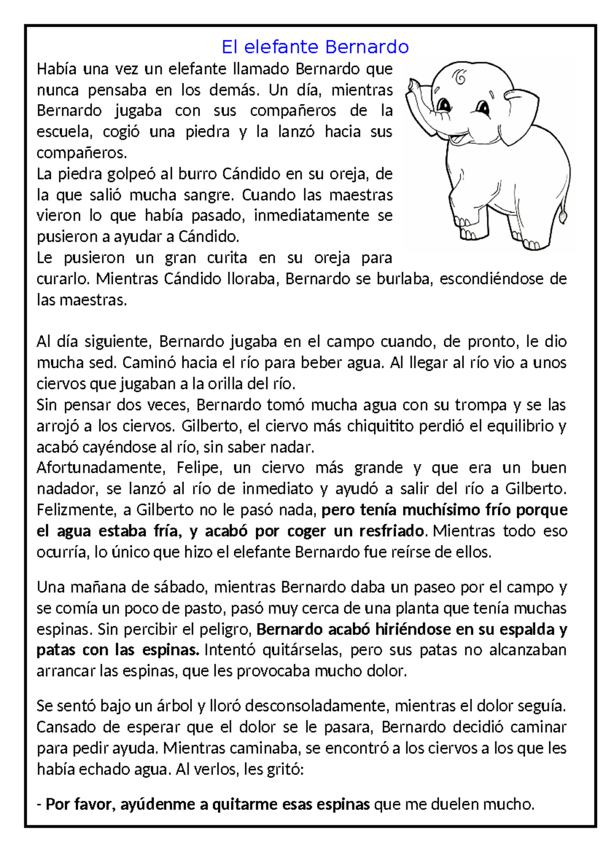 El elefante Bernardo - El elefante Bernardo Había una vez un elefante ...