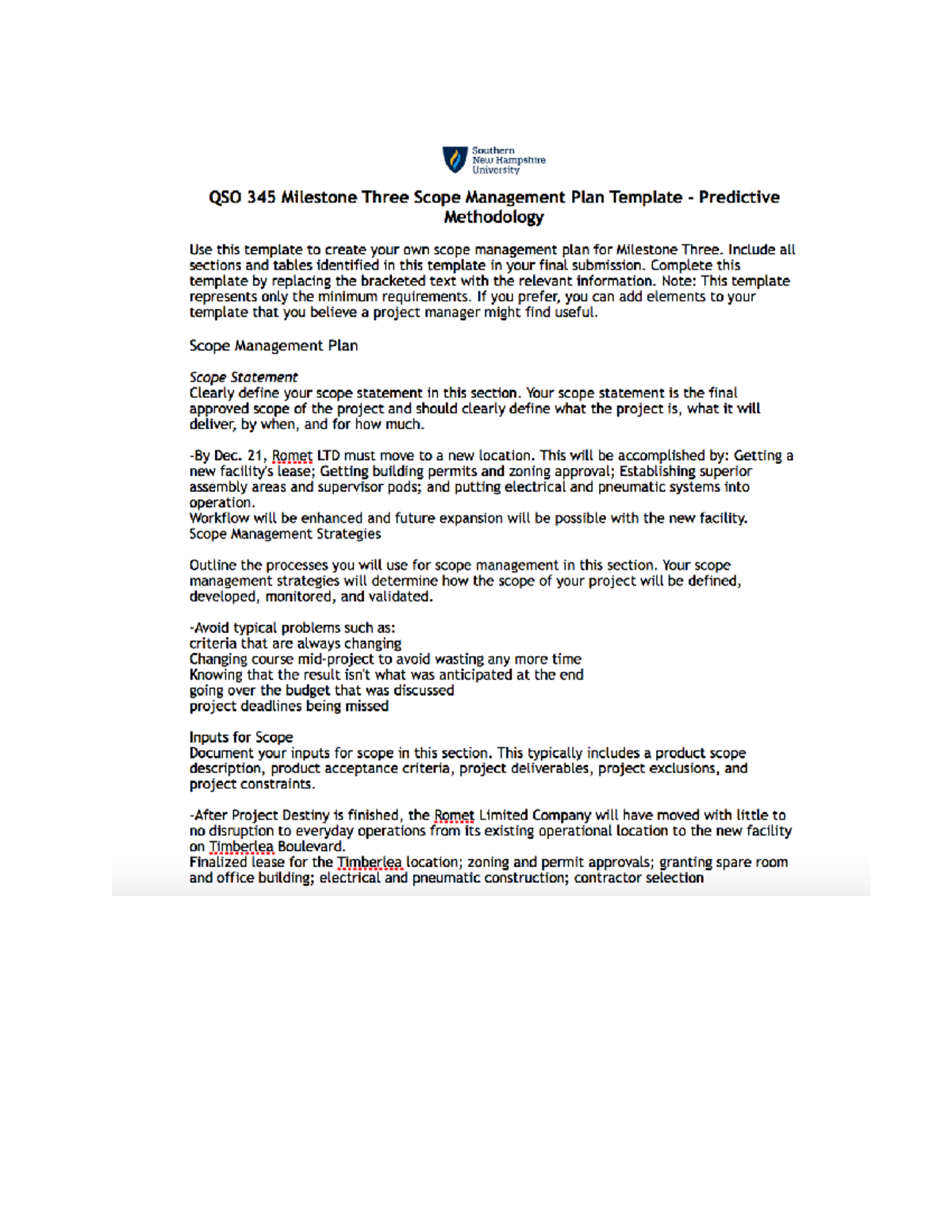 QSO 345 Milestone Three scope - QSO345 - Studocu