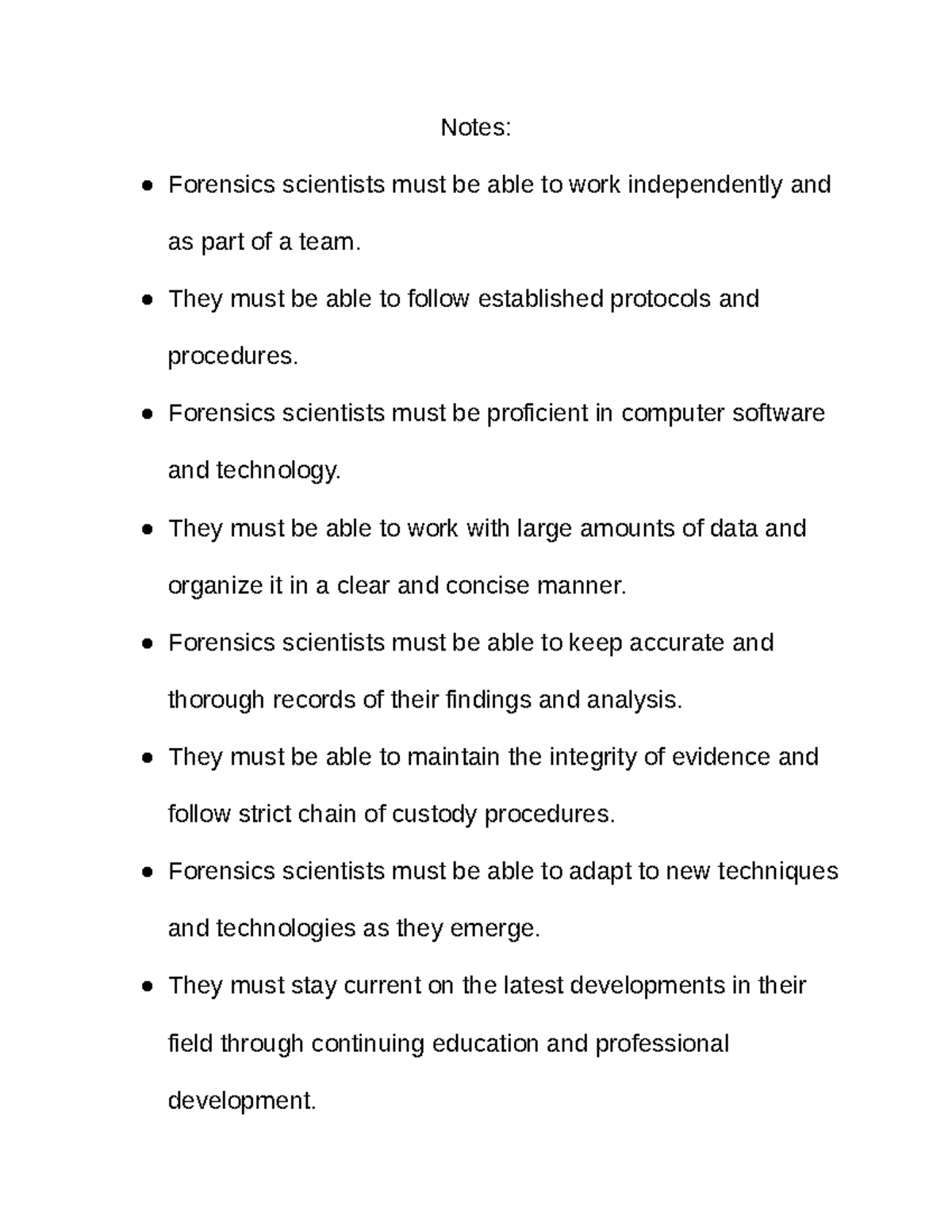 Forensic scientist Job requirments Notes - Google Docs - Notes ...