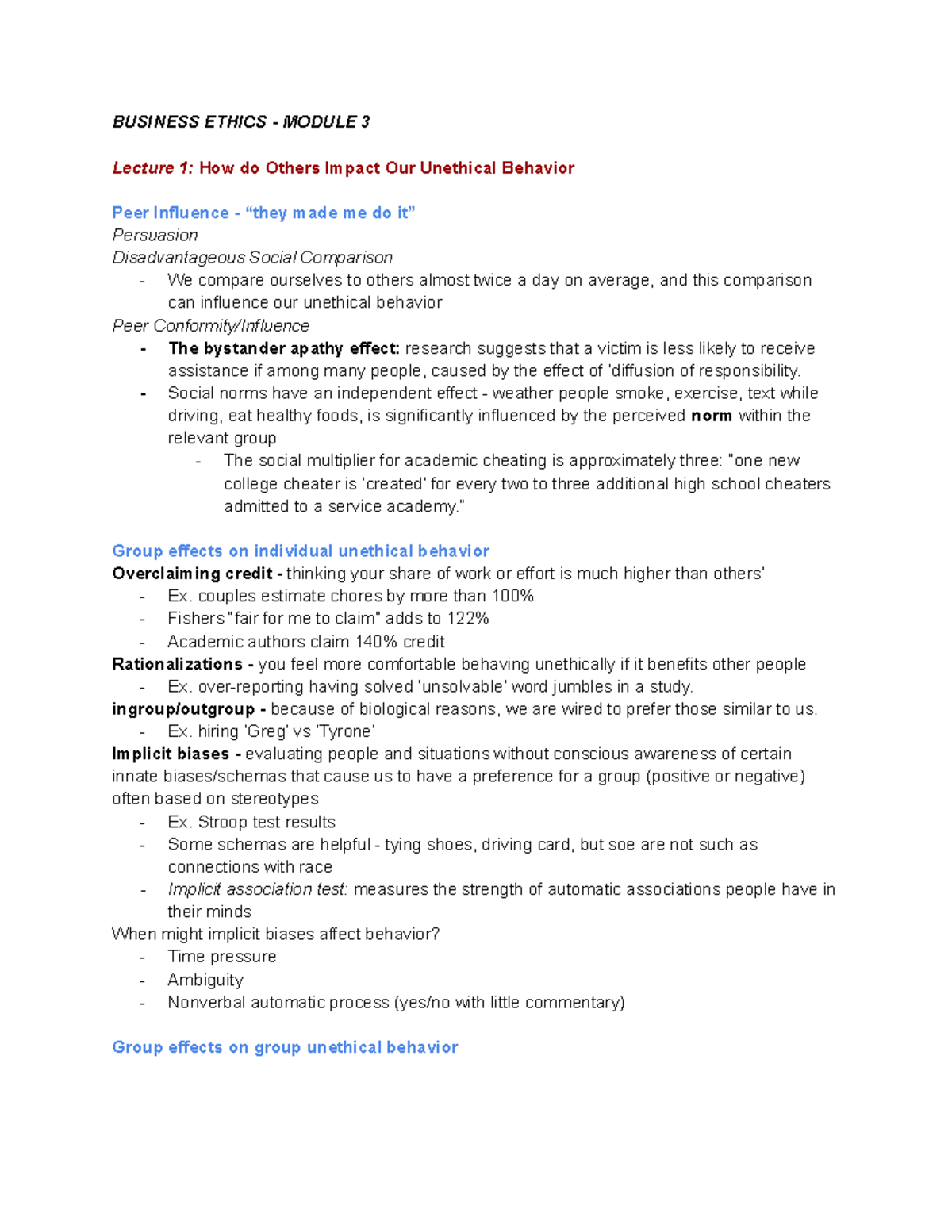 Business Ethics - Module 3 - BUSINESS ETHICS - MODULE 3 Lecture 1: How ...