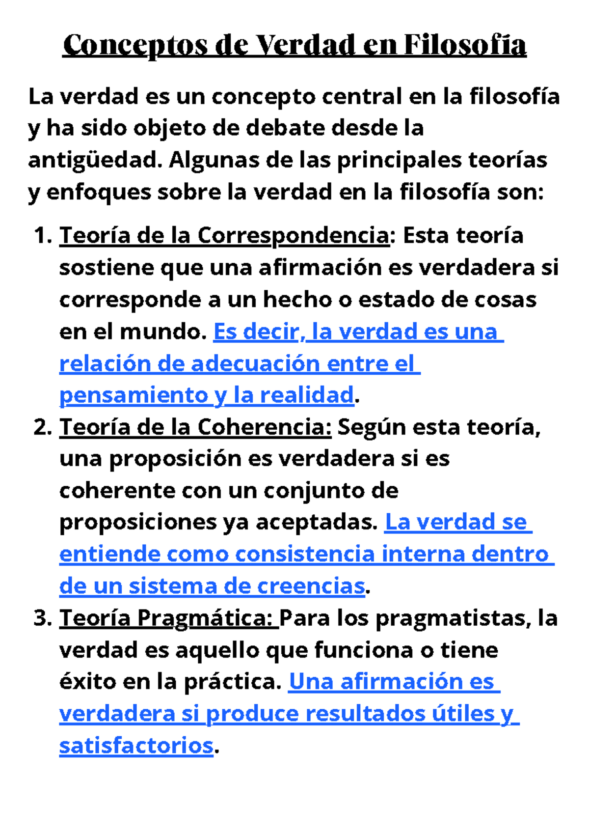 Conceptos de Verdad en Filosofía - Conceptos de Verdad en Filosofía La ...