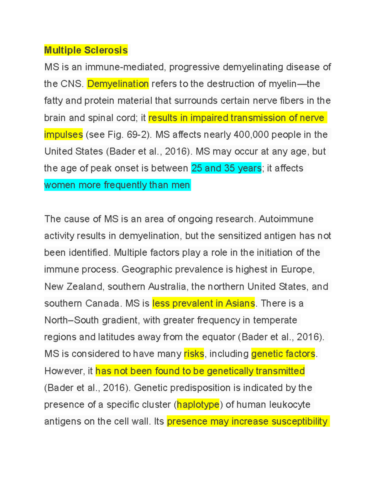 Multiple Sclerosis:mg:gb - Multiple Sclerosis - Studocu