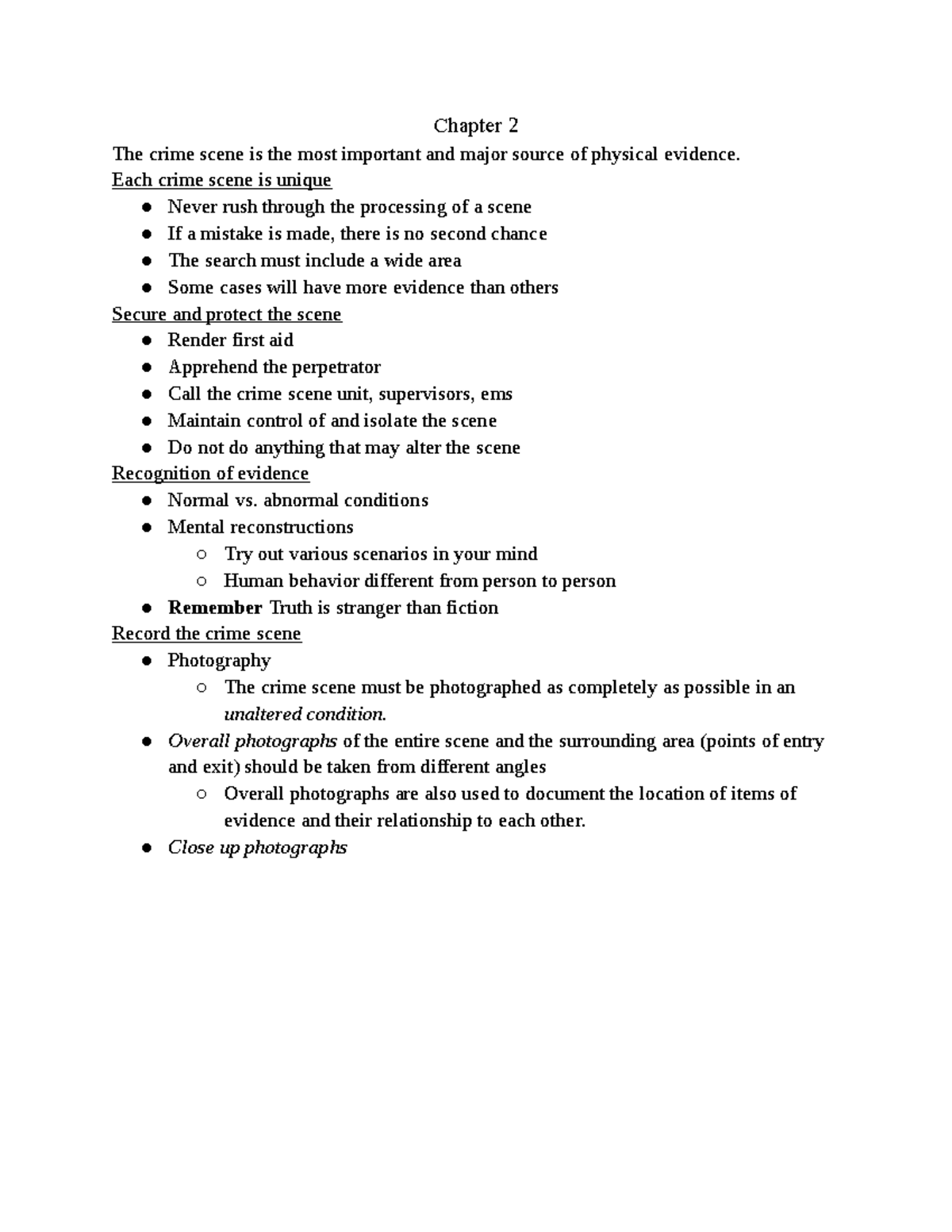 Chapter 2 - Professor Brown - Chapter 2 The crime scene is the most ...