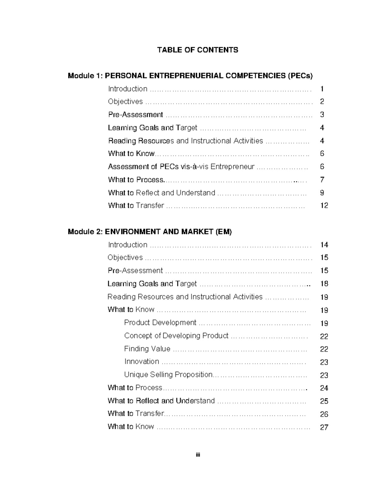 B-CHS LM Table of Contents - iii TABLE OF CONTENTS Module 1: PERSONAL ...