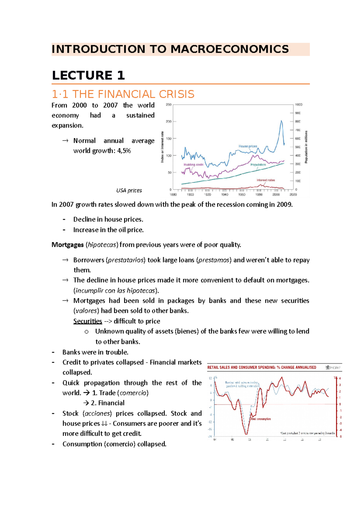 Introduction to Macroeconomics - Lecture 1 and 2 apuntes - INTRODUCTION ...