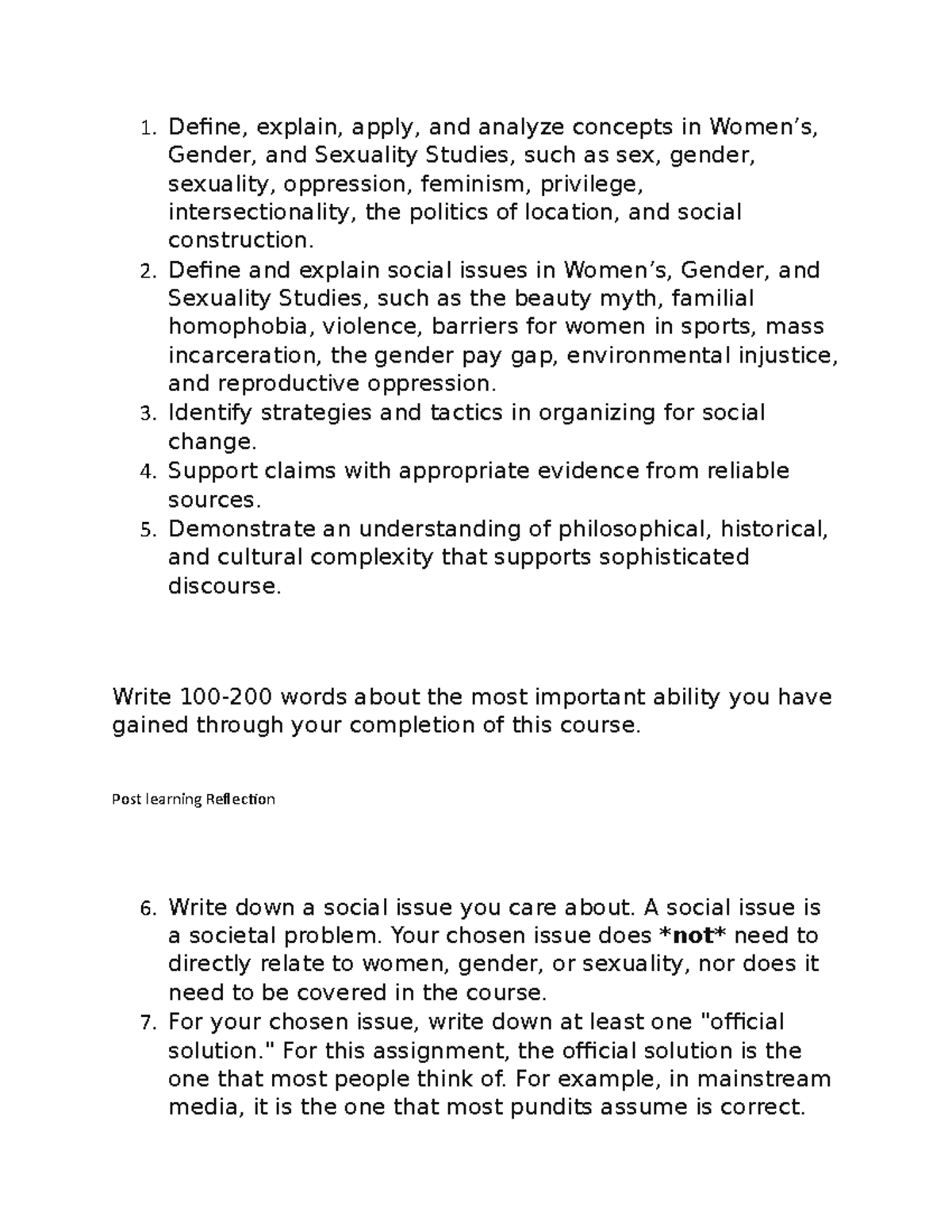 Wgs post - Introduction to Social Work fall 2022 - Define, explain ...