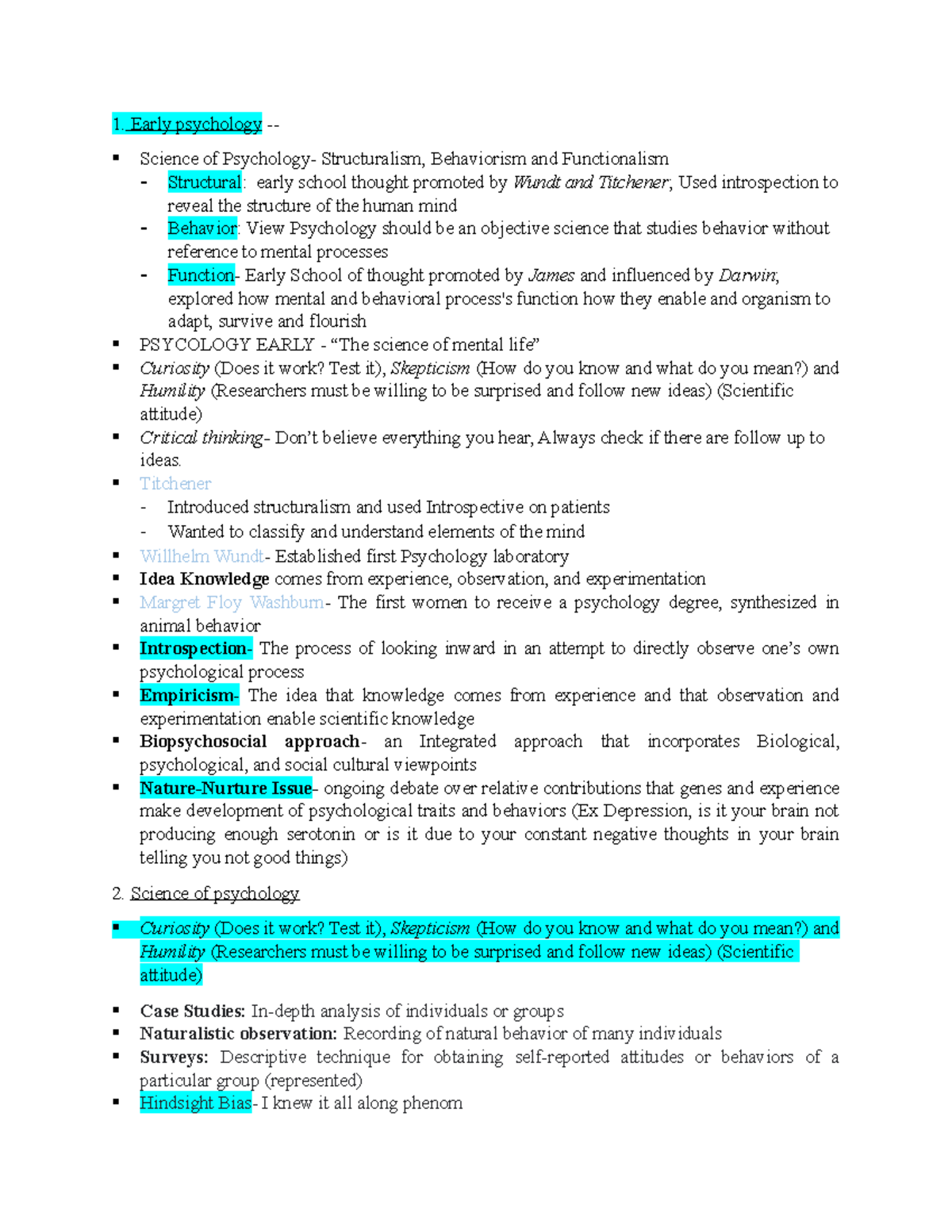 AP Psycology copy - Period - Early psychology - Science of Psychology ...