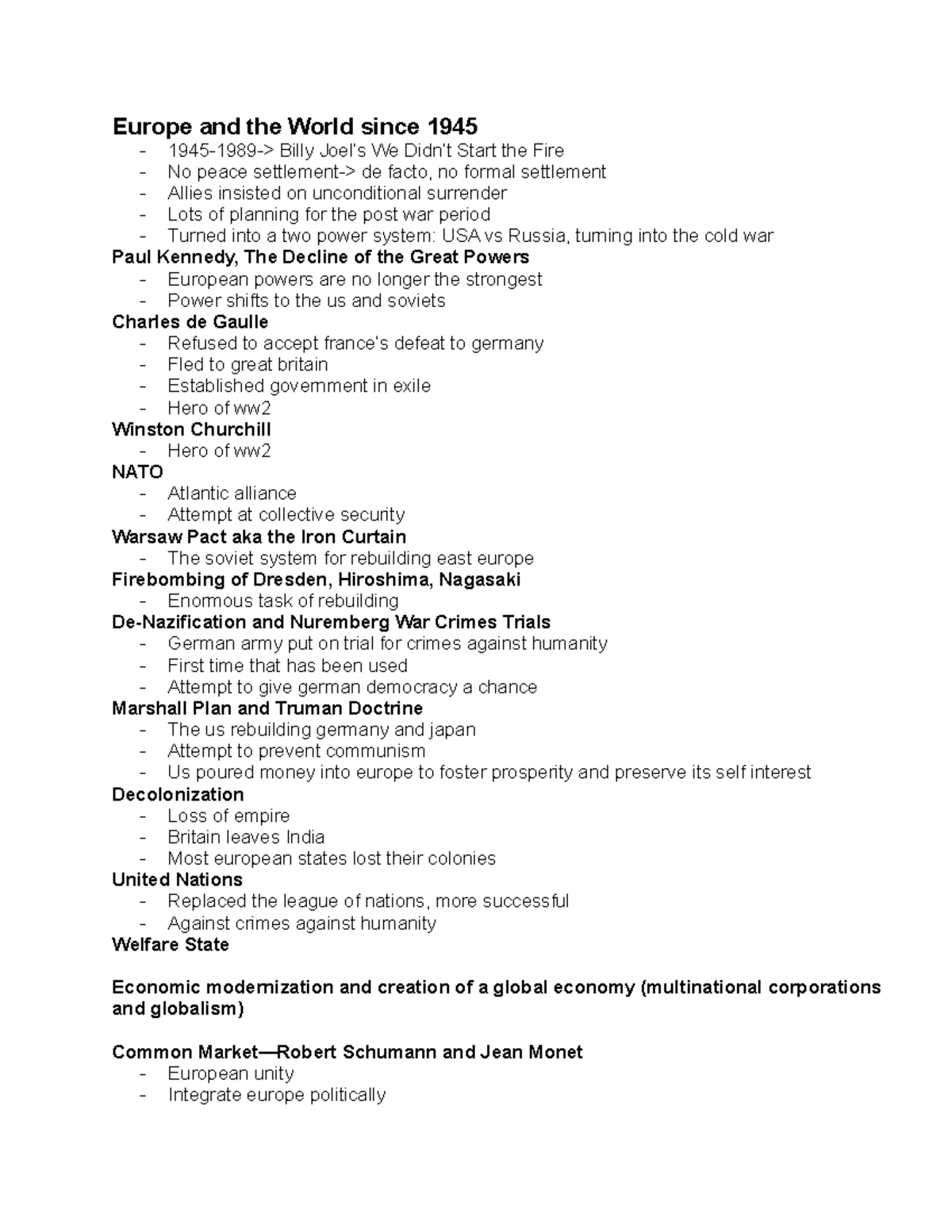 Civ Notes #26 - Professor Alan Grub - Europe and the World since 1945 ...