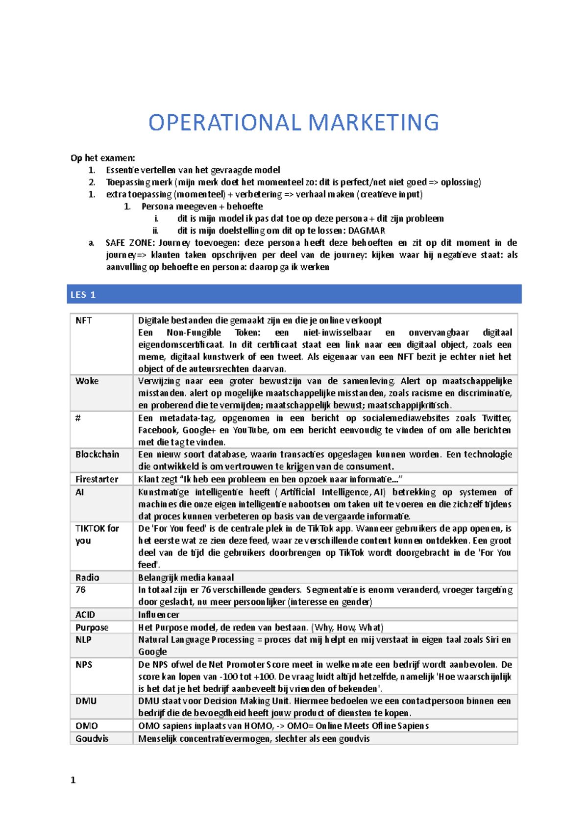 Operational Marketing Periode 3 - OPERATIONAL MARKETING Op het examen ...