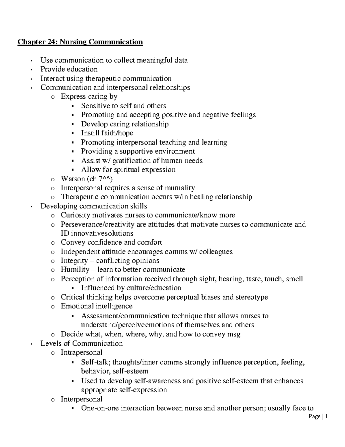 Nursing Communication Chapter 24 Study Guide - Chapter 24: Nursing Communication • Use ...