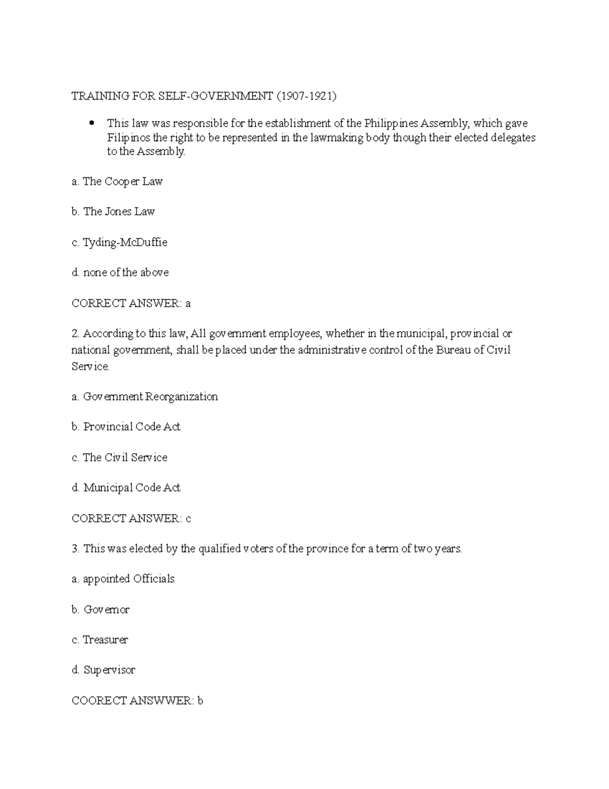 10 questionnaires - this question was an example to do in the quiz for ...