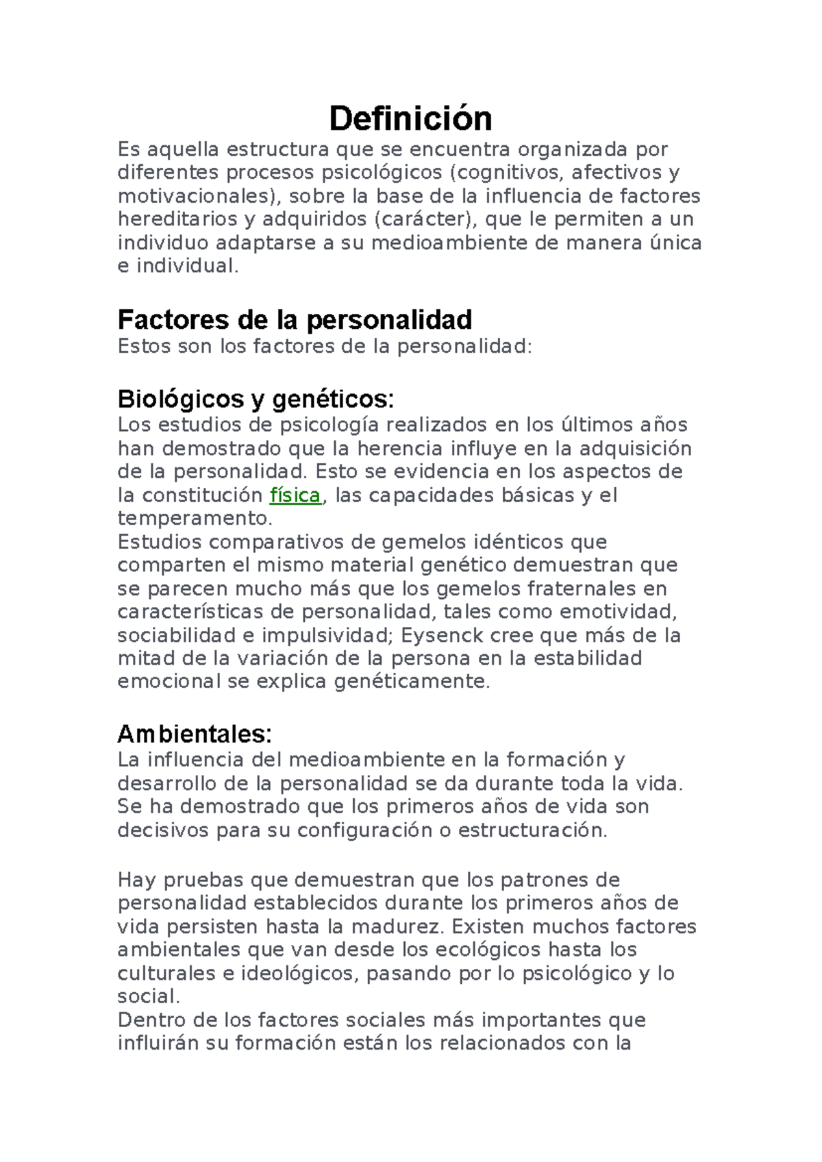 Definición Personalidad - Definición Es aquella estructura que se ...