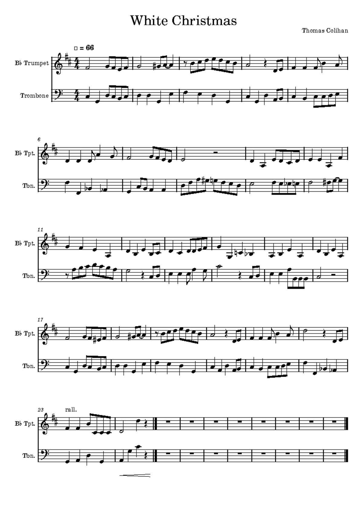 White Christmas Trumpet Yrombone Duet - White Christmas Thomas Colihan ...