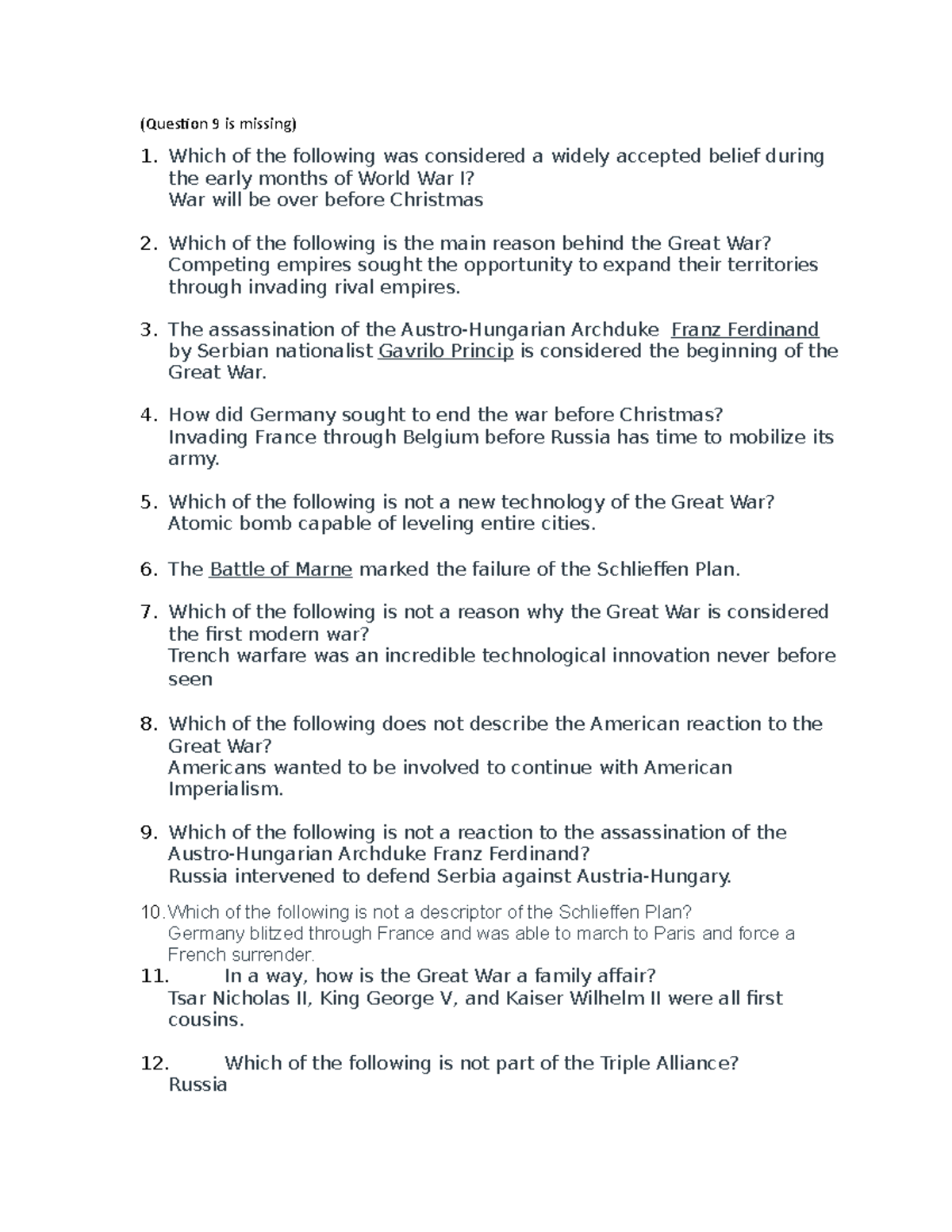United States History Weekly Quiz 5 - (Question 9 is missing) Which of ...
