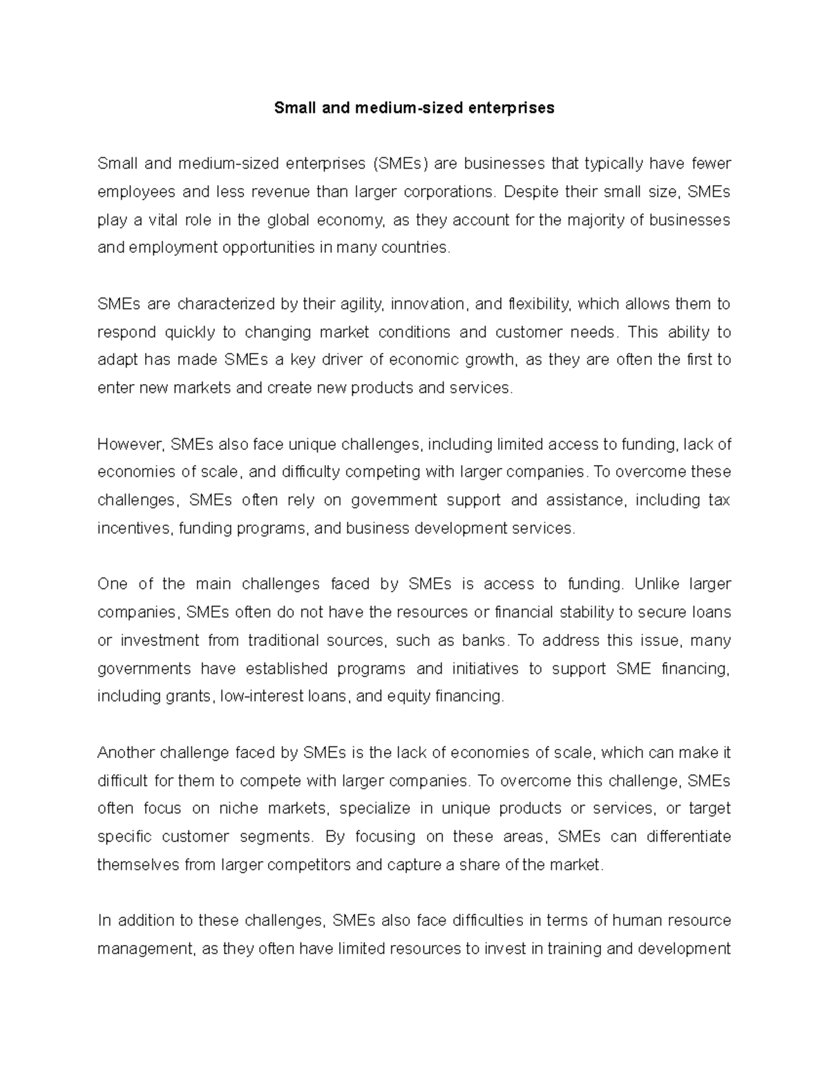 Small and medium-sized enterprises - Despite their small size, SMEs ...