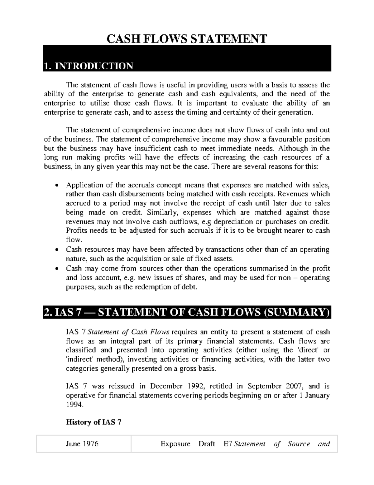 Chapter 14 - CASH Flows Statement - handout - CASH FLOWS STATEMENT 1 ...