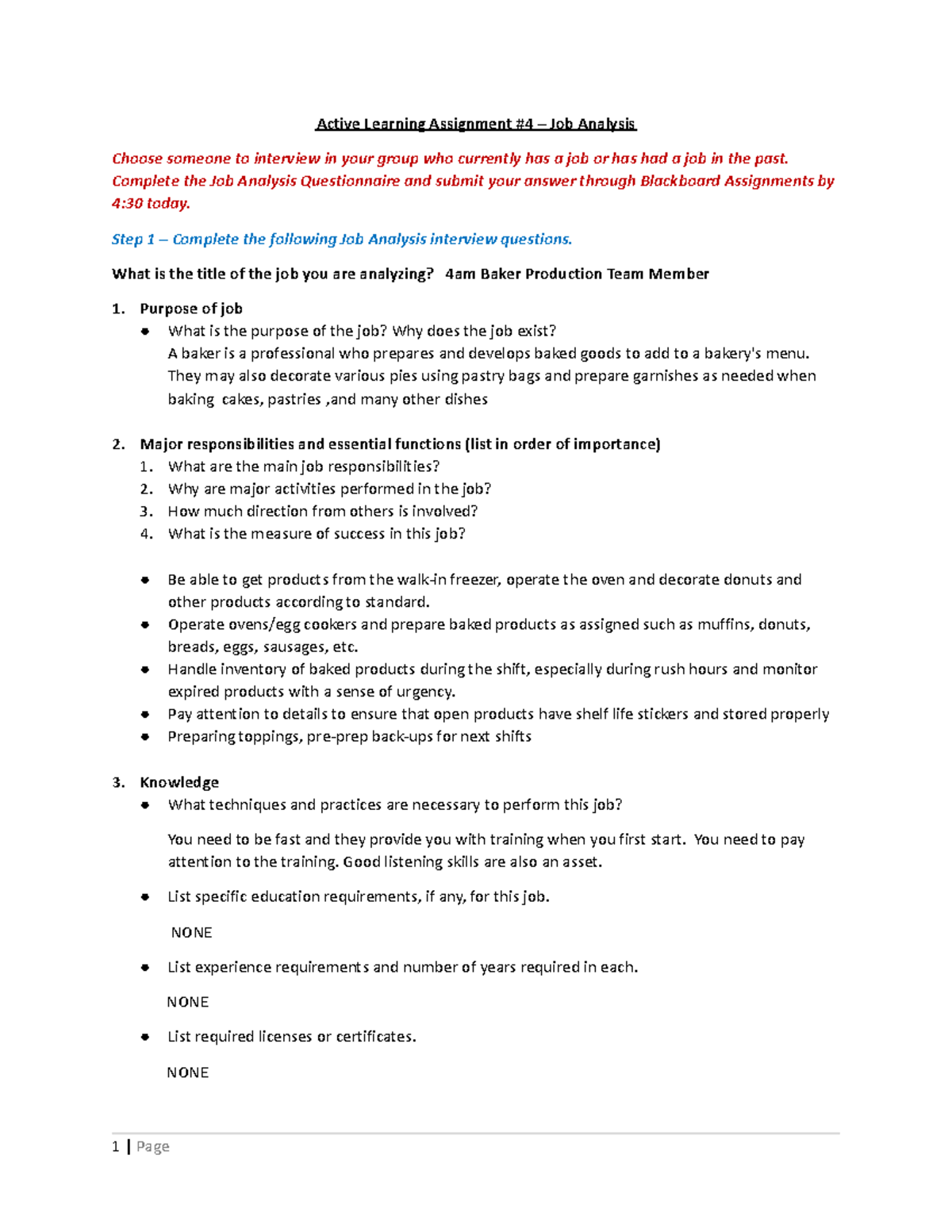 Active Learning Assigment 4-Job Analysis Questionnaire - Active ...