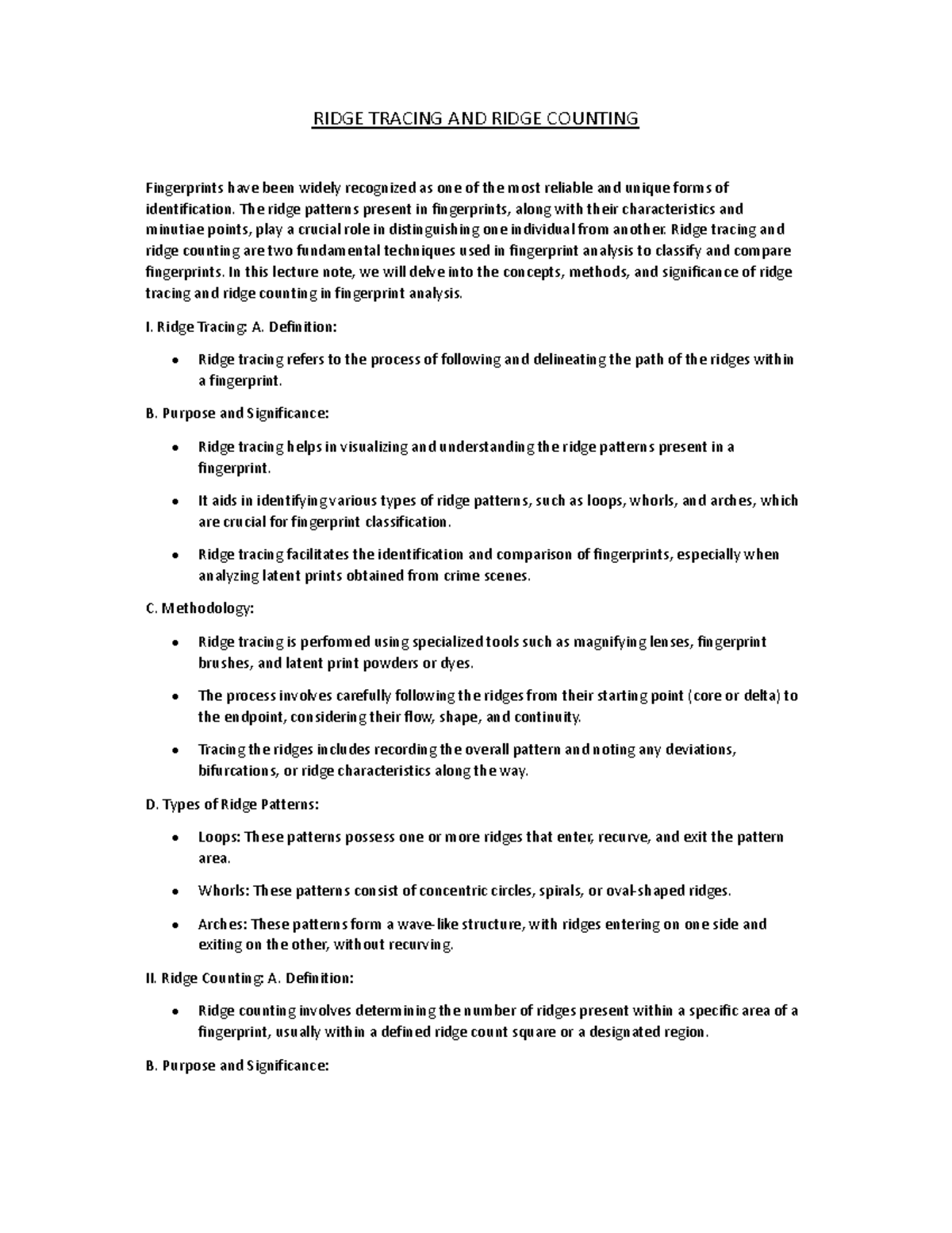 Ridge Tracing AND Ridge Counting - RIDGE TRACING AND RIDGE COUNTING ...