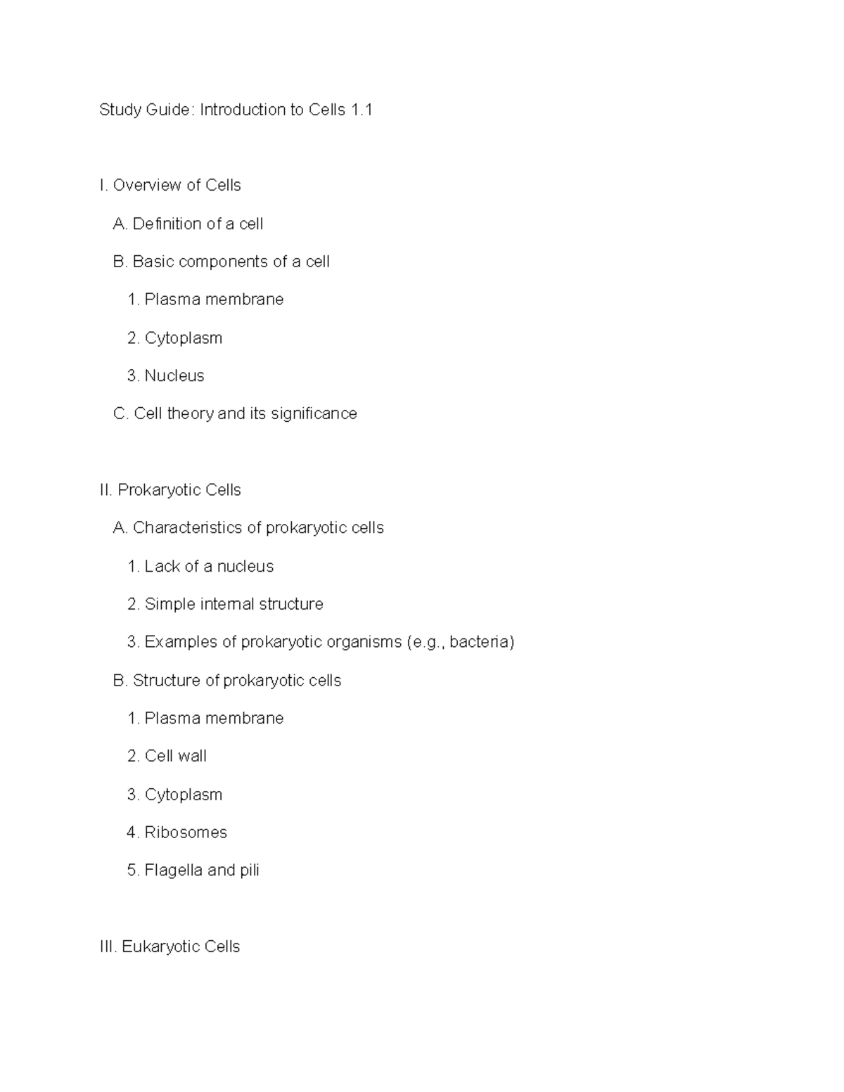 IB Biology Introduction to cells 1 - Study Guide: Introduction to Cells ...