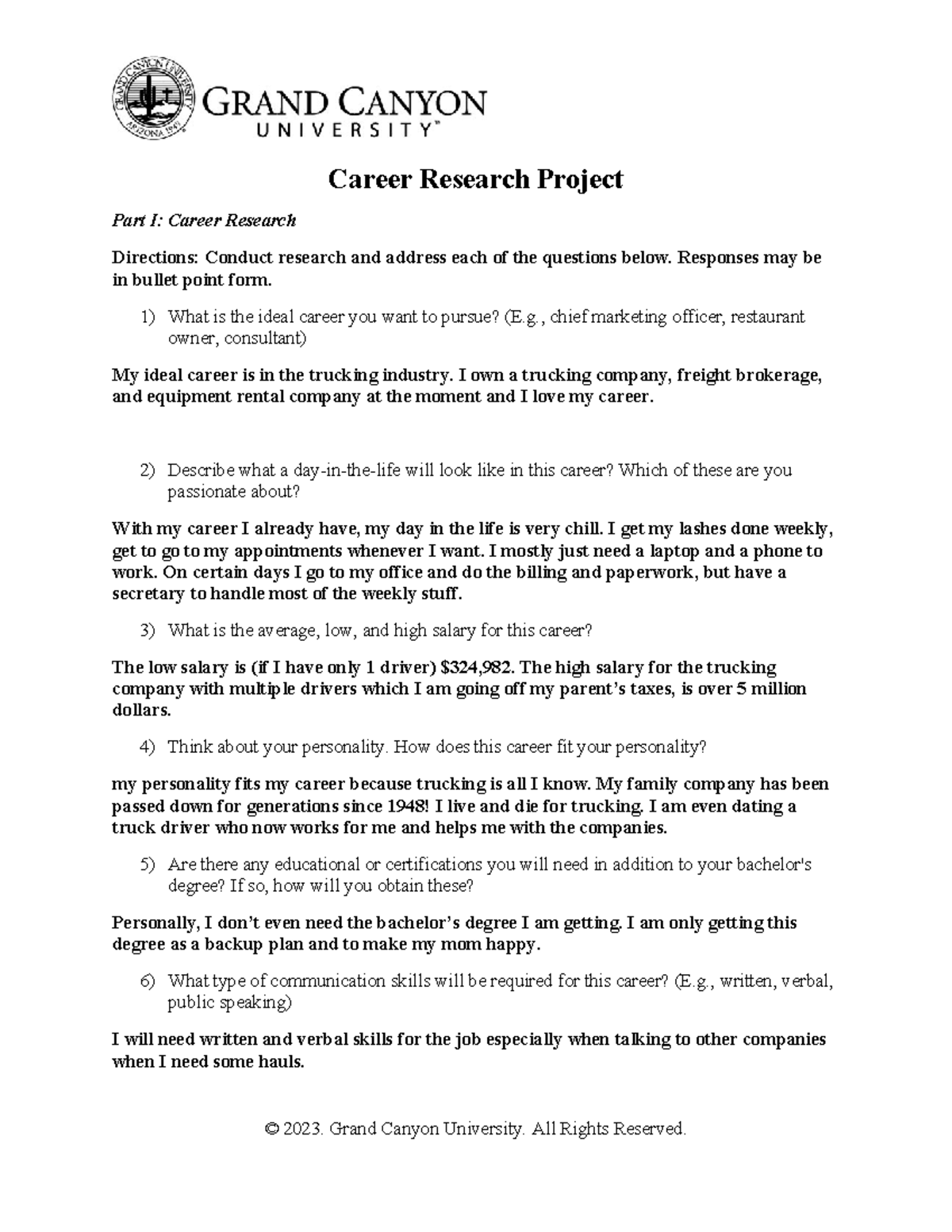 MKT 315 RS T8 Career Research Project - Career Research Project Part I ...