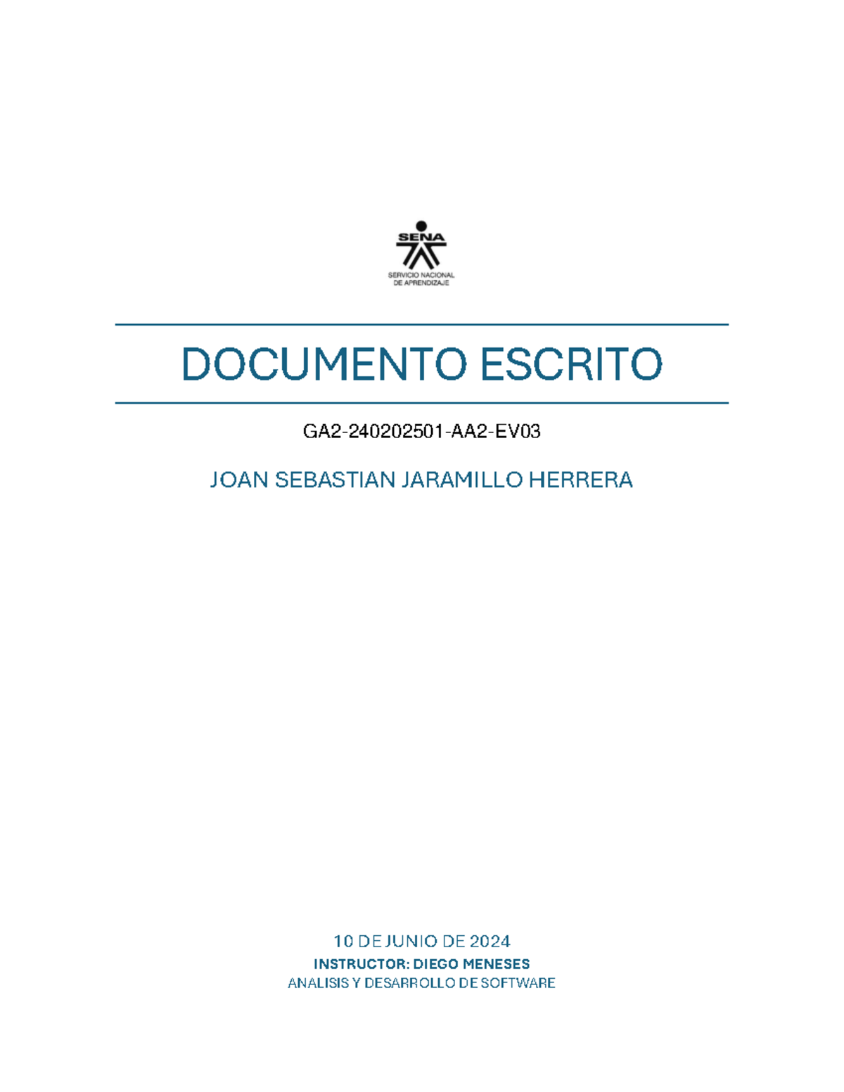 Documento escrito - Analisis y desarrollo de software - DOCUMENTO ...