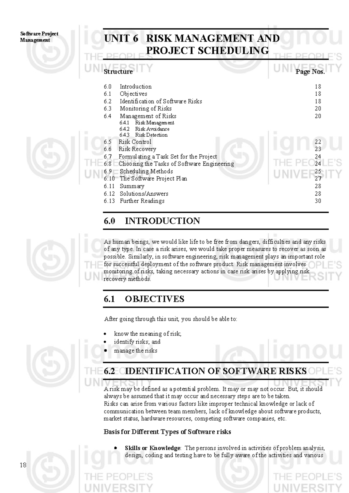 Software Engineerin 6 - Software Project Management UNIT 6 RISK ...