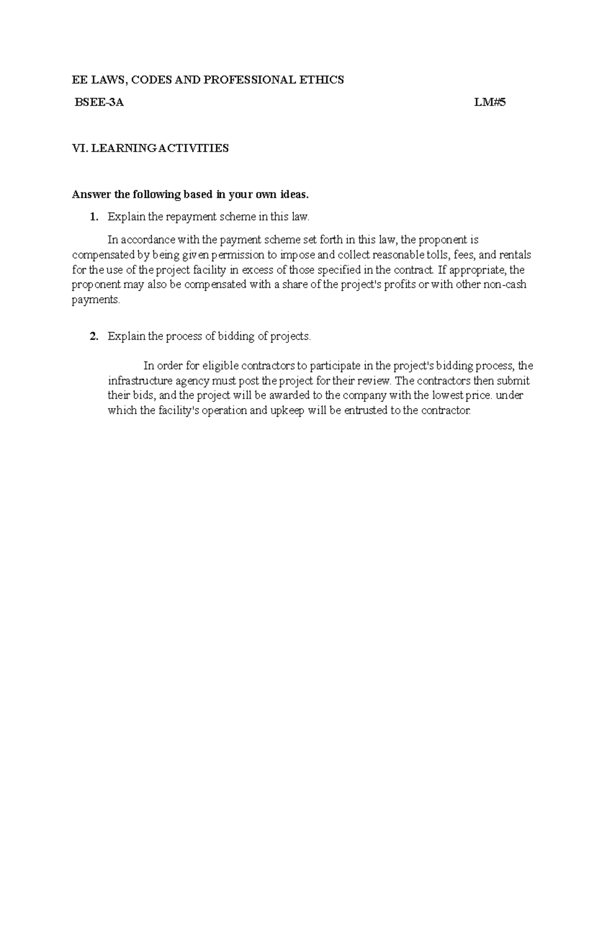 LM5-EE LAWS CODE AND Professional Ethics - EE LAWS, CODES AND ...