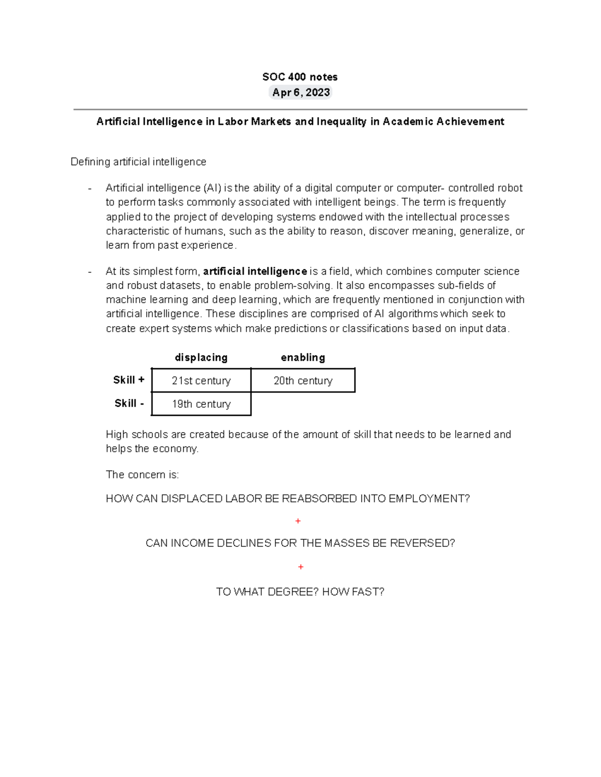 SOC 400 notes 4 6-2 - lecture 4/6 - SOC 400 notes Apr 6, 2023 ...