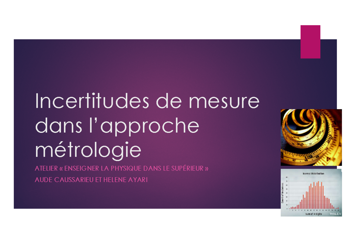 Incertitudes de mesure dans l approche metrologie - Incertitudes de mesure dans l’approche - Studocu