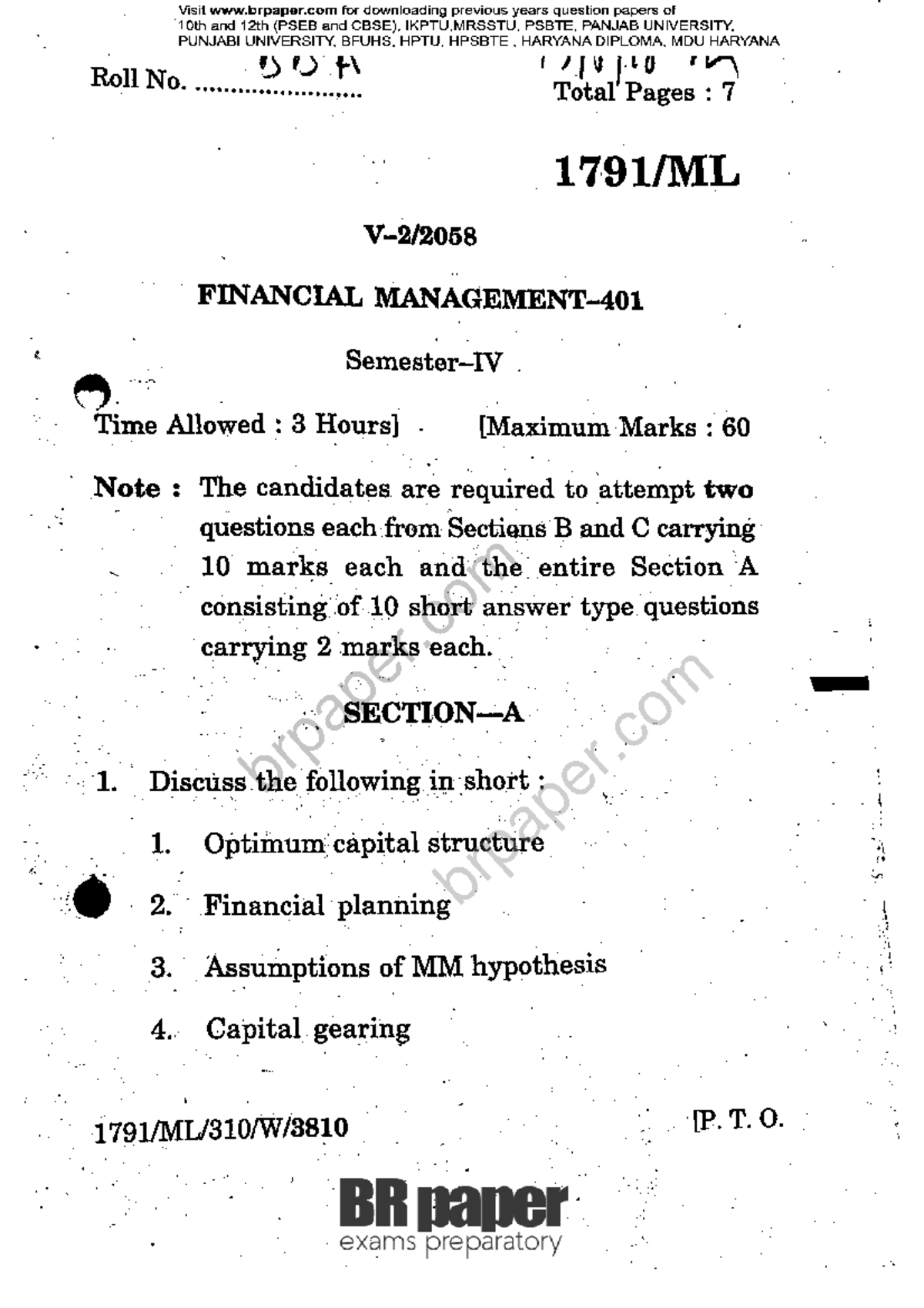 FM(4th)May2018 - Bachelor of Business Administration - Studocu