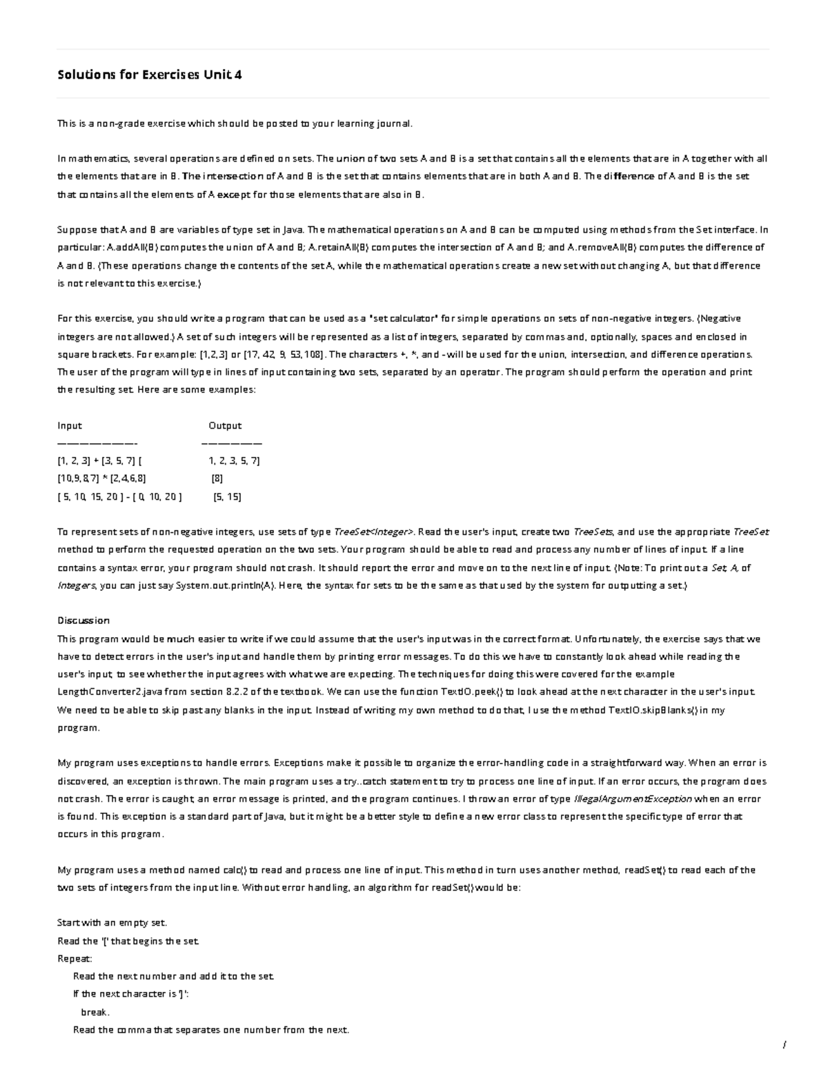 CS 1103 - AY2021-T3 Solutions for Exercises Unit 4 - Solutions for Exercises Unit 4 This is a ...