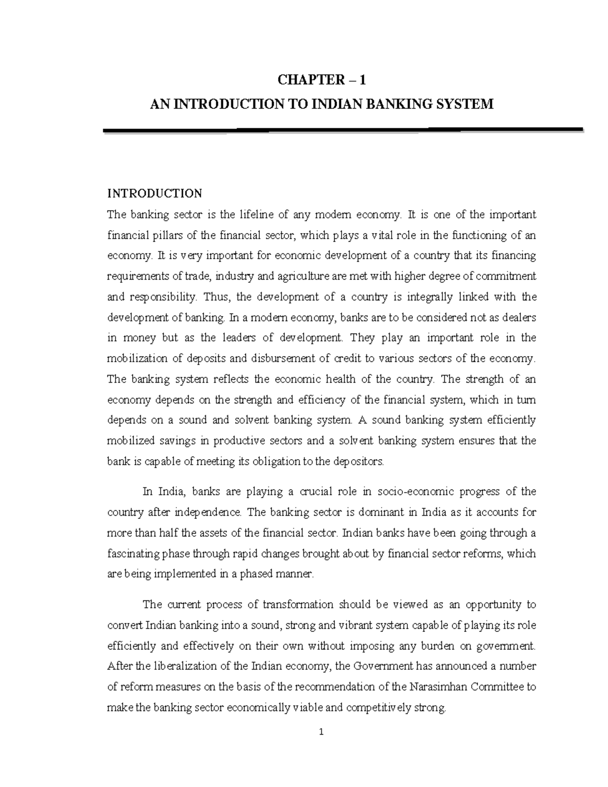 AN Introduction TO Indian Banking System - CHAPTER 3 1 AN INTRODUCTION ...