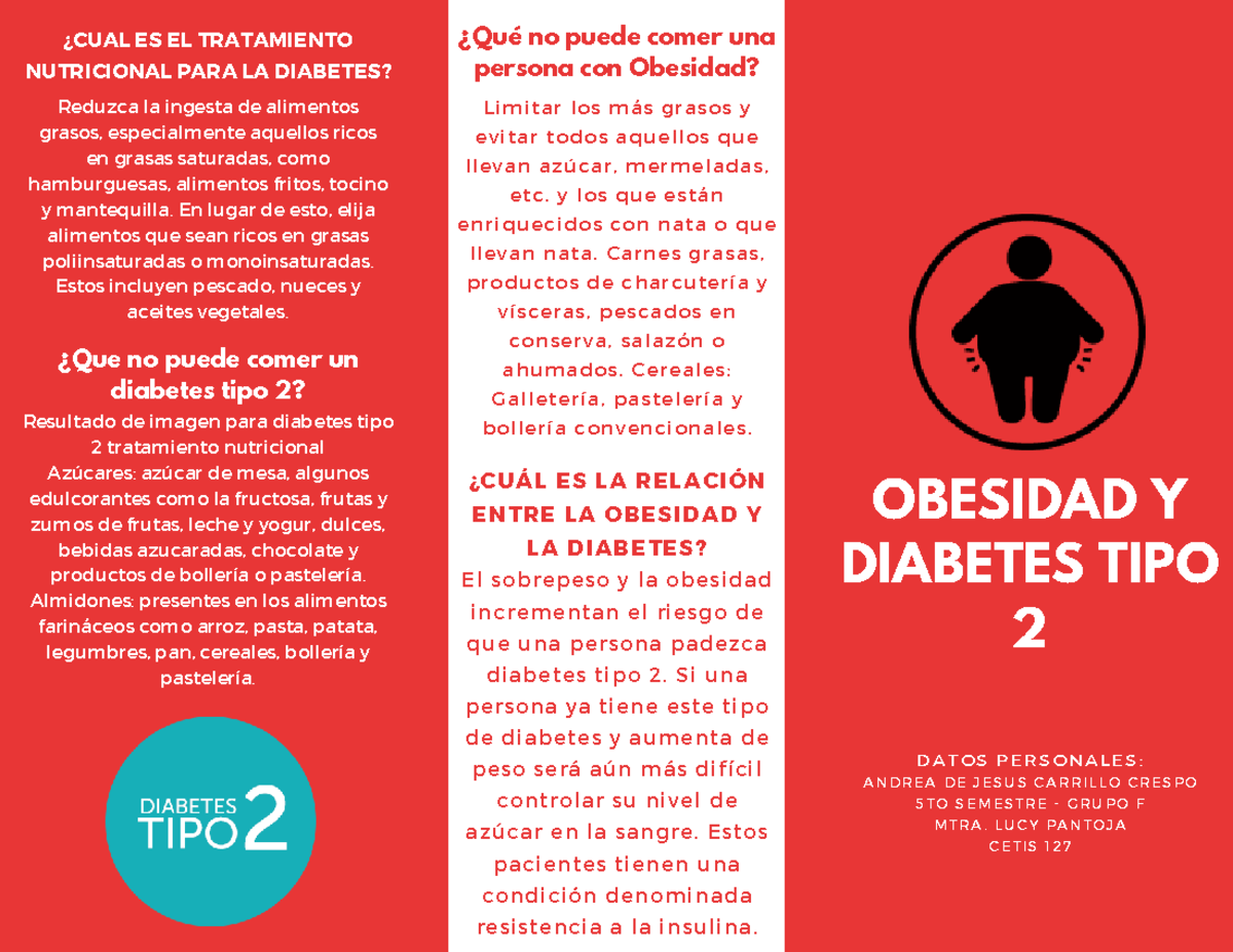 Obesidad Diabetes Triptico - OBESIDAD Y DIABETES TIPO 2 DATOS ...