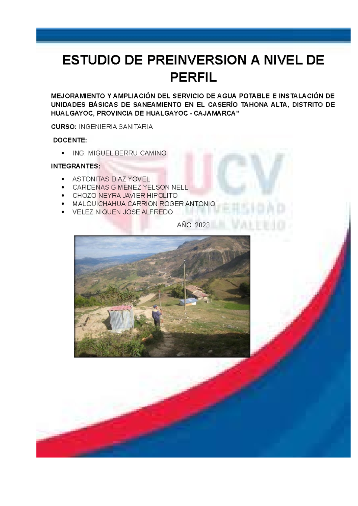 Perfil de preinversion (1) - ESTUDIO DE PREINVERSION A NIVEL DE PERFIL ...