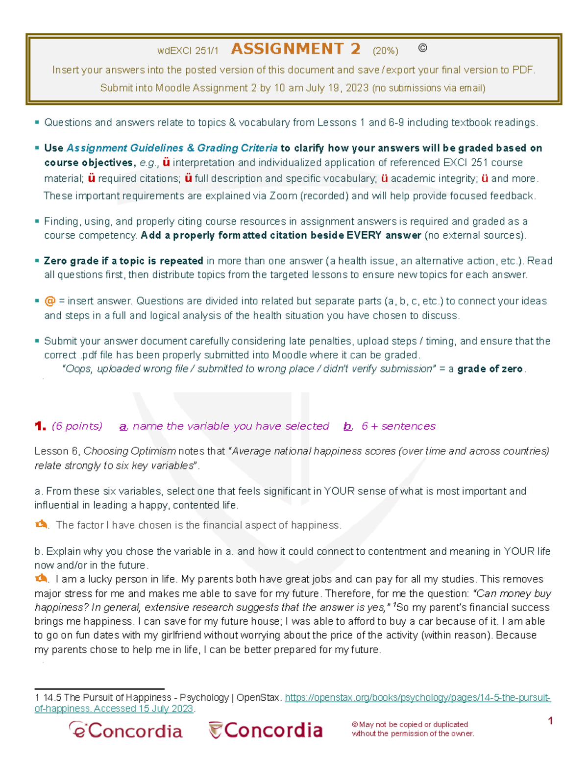Assignment 2 Questions and Required Answer document - wdEXCI 251/1 ASSIGNMENT 2 (20%) Insert ...