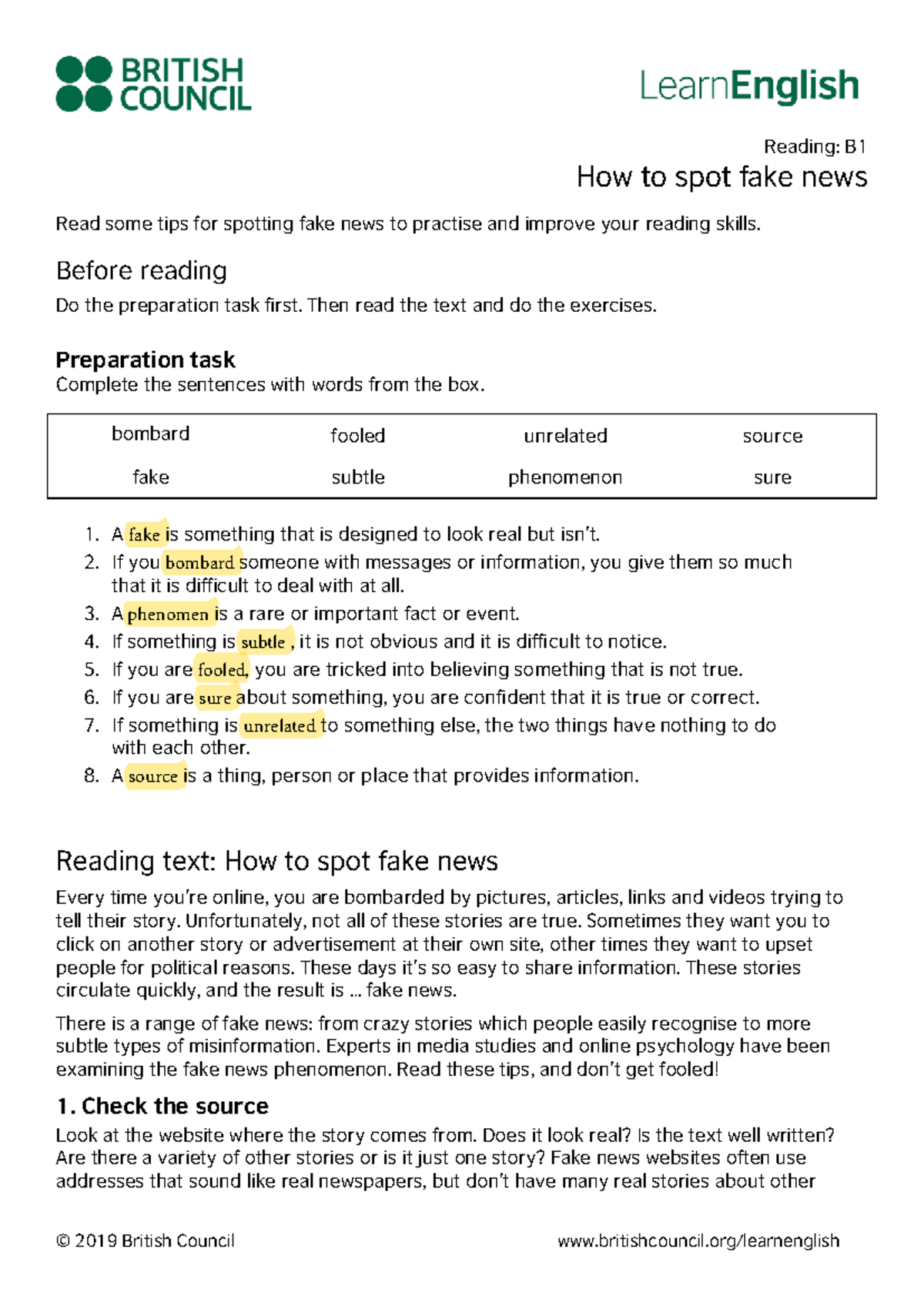 How to spot fake news - © 2019 British Council britishcouncil ...