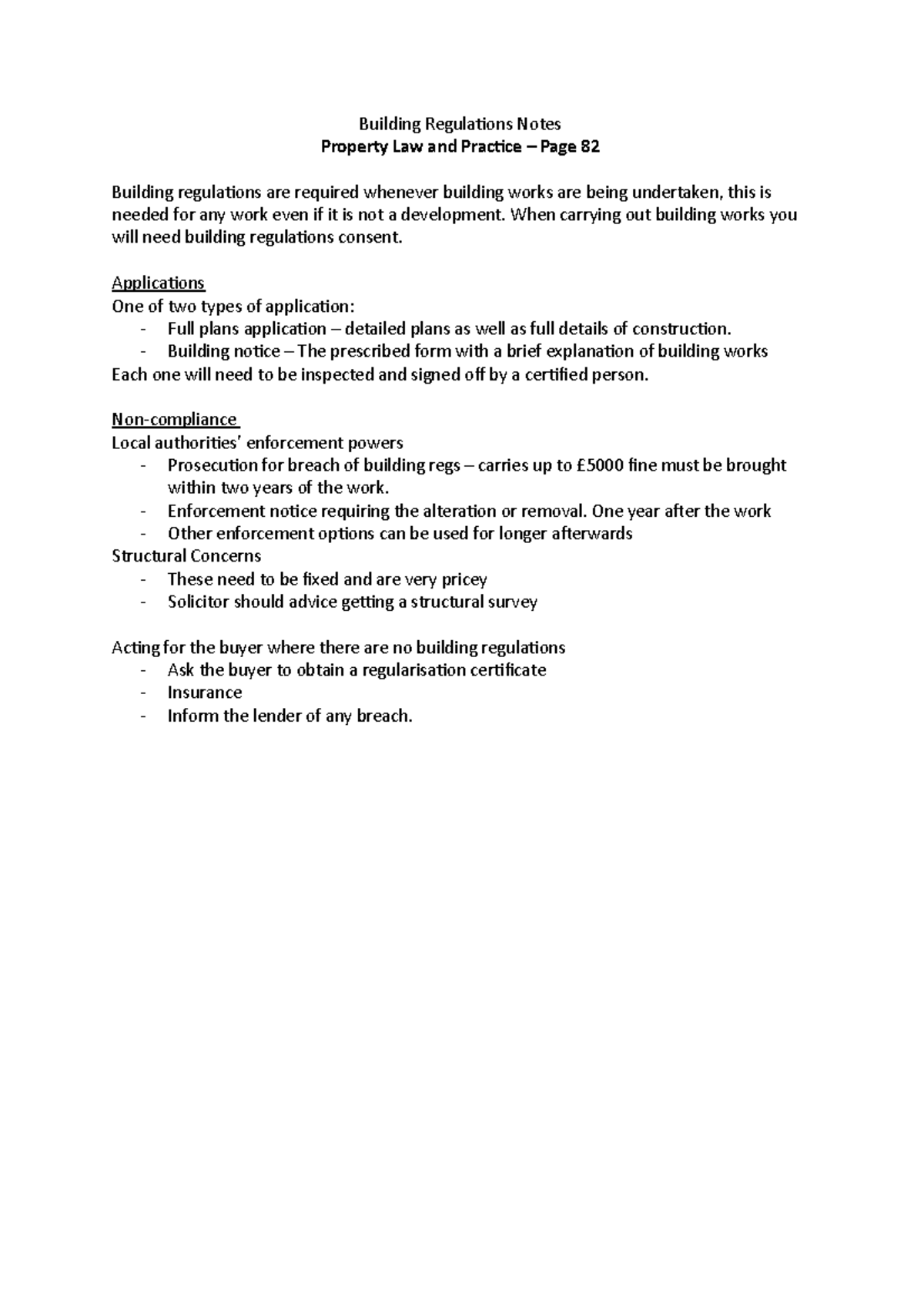Building Regulations Notes - Building Regulations Notes Property Law ...