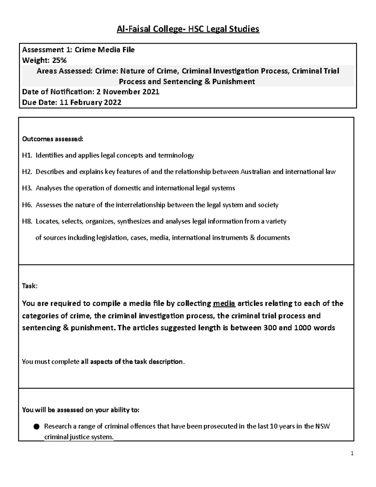 Crime Assessment media file assessment edit 2021 - Al-Faisal College ...