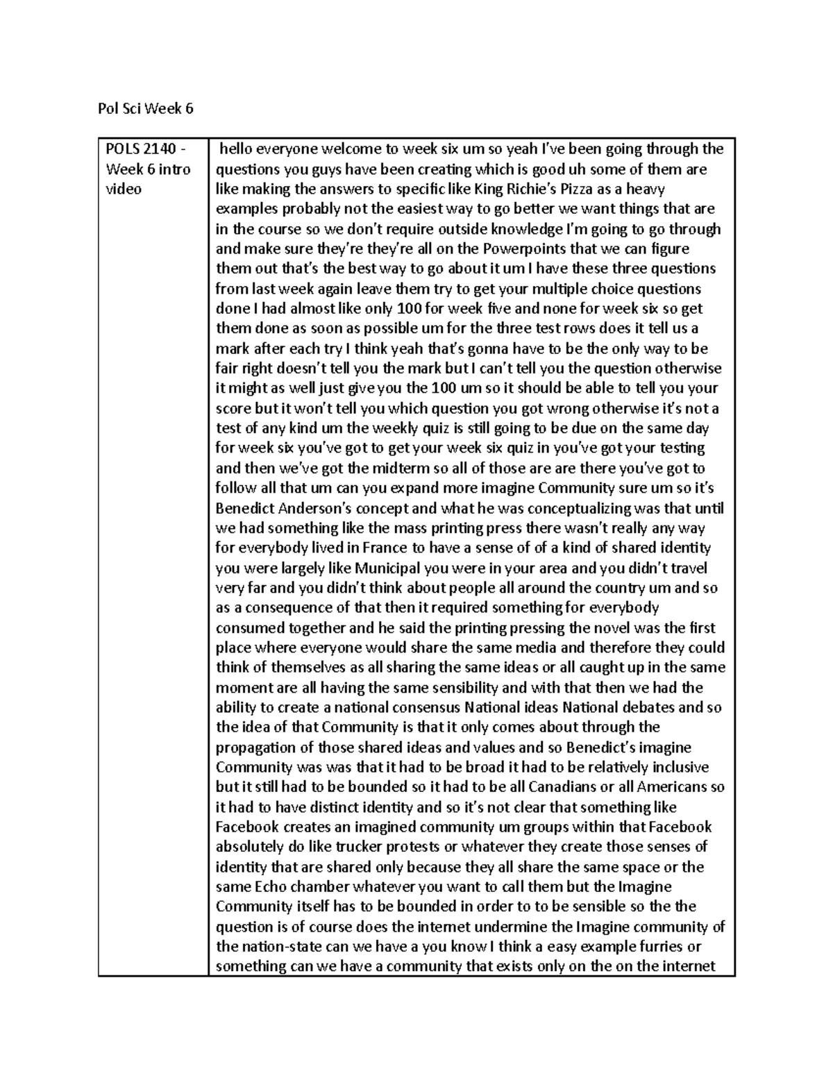 Week 6 Combined - Pol Sci Week 6 POLS 2140 - Week 6 intro video hello ...