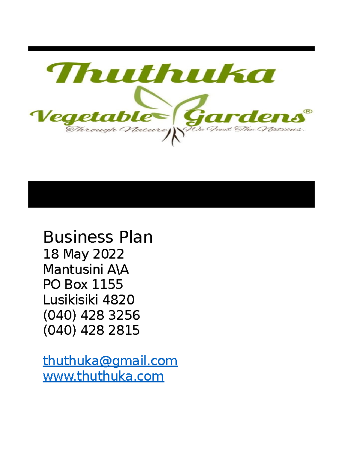 TVG Business Plan Edited (1)-1-2 - Business Plan 18 May 2022 Mantusini ...