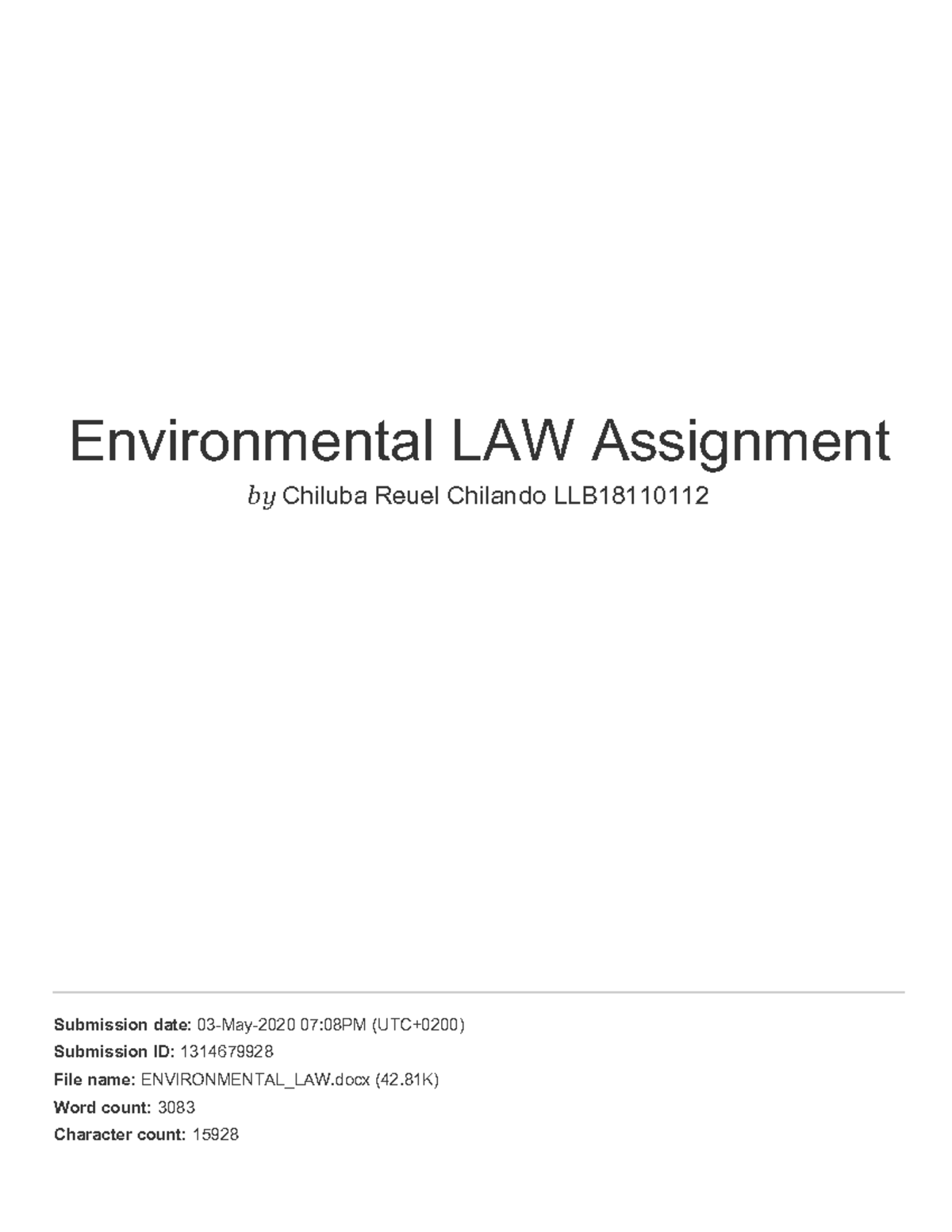 Environmental LAW Assignment - org Source Submitted to International ...