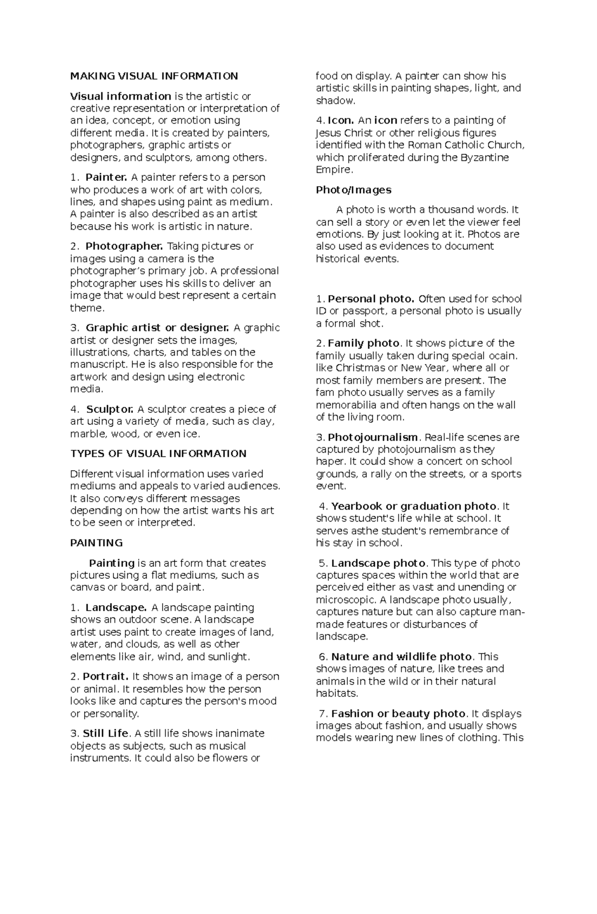 Media-handout - n/a - MAKING VISUAL INFORMATION Visual information is ...