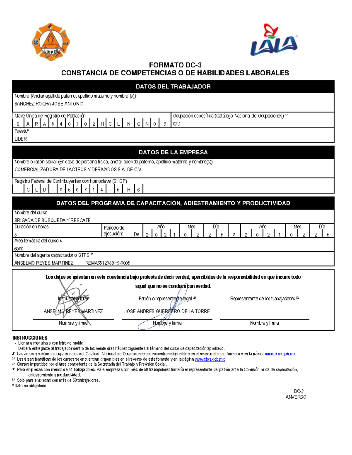 Busqueda Y Rescate - tarea - FORMATO DC- CONSTANCIA DE COMPETENCIAS O ...