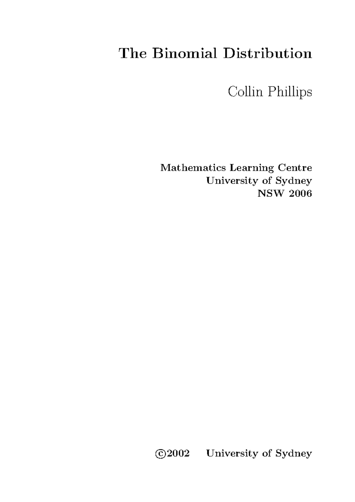 Binomial-distribution - The Binomial Distribution Collin Phillips ...
