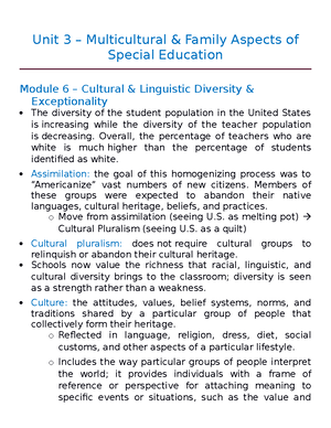 Diverse Unit 2 - 4 - Diversity Unit 2 - KEY TOPICS// REVIEW Unit 2 ...
