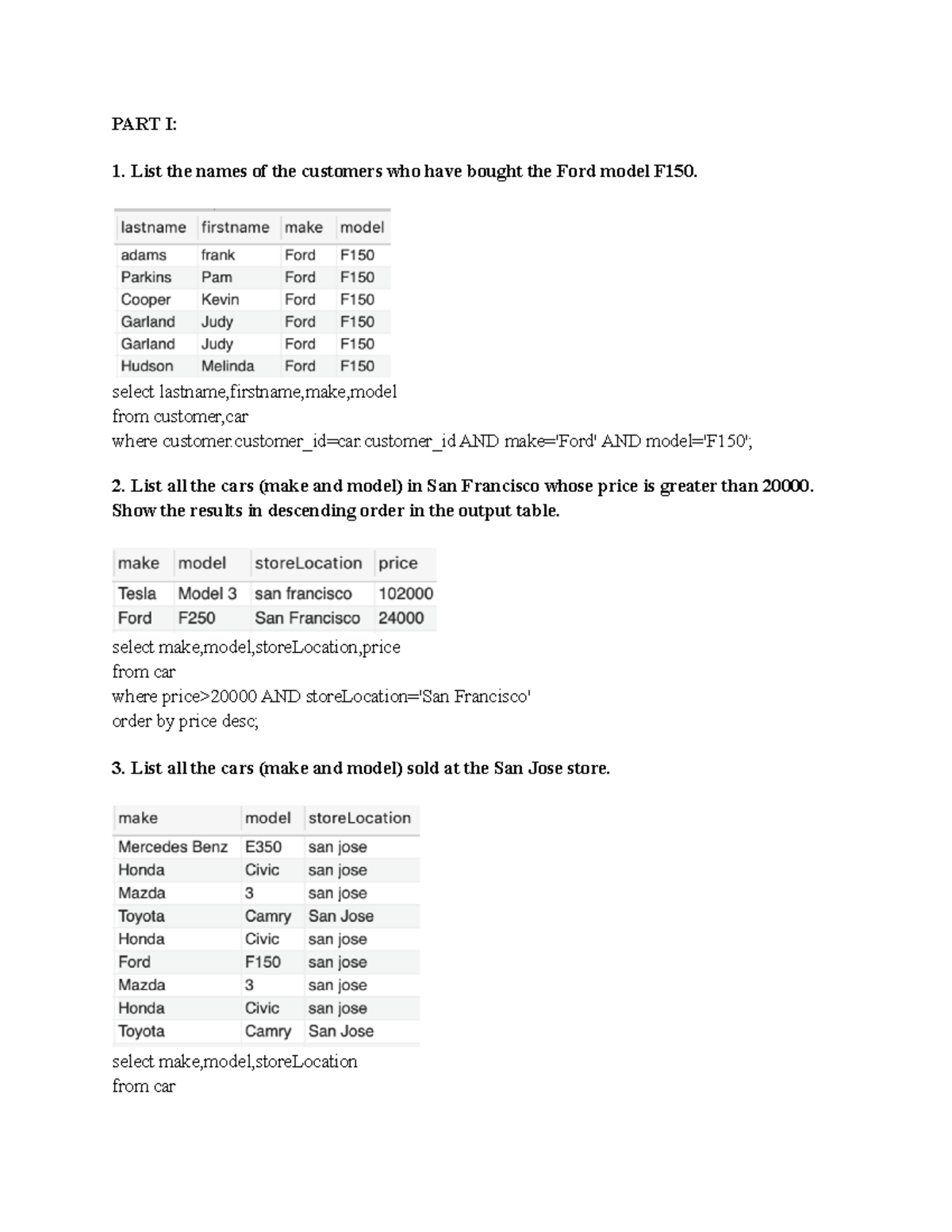 ICA# 3 - BUS 308 ICA #3 Example - PART I: List the names of the ...