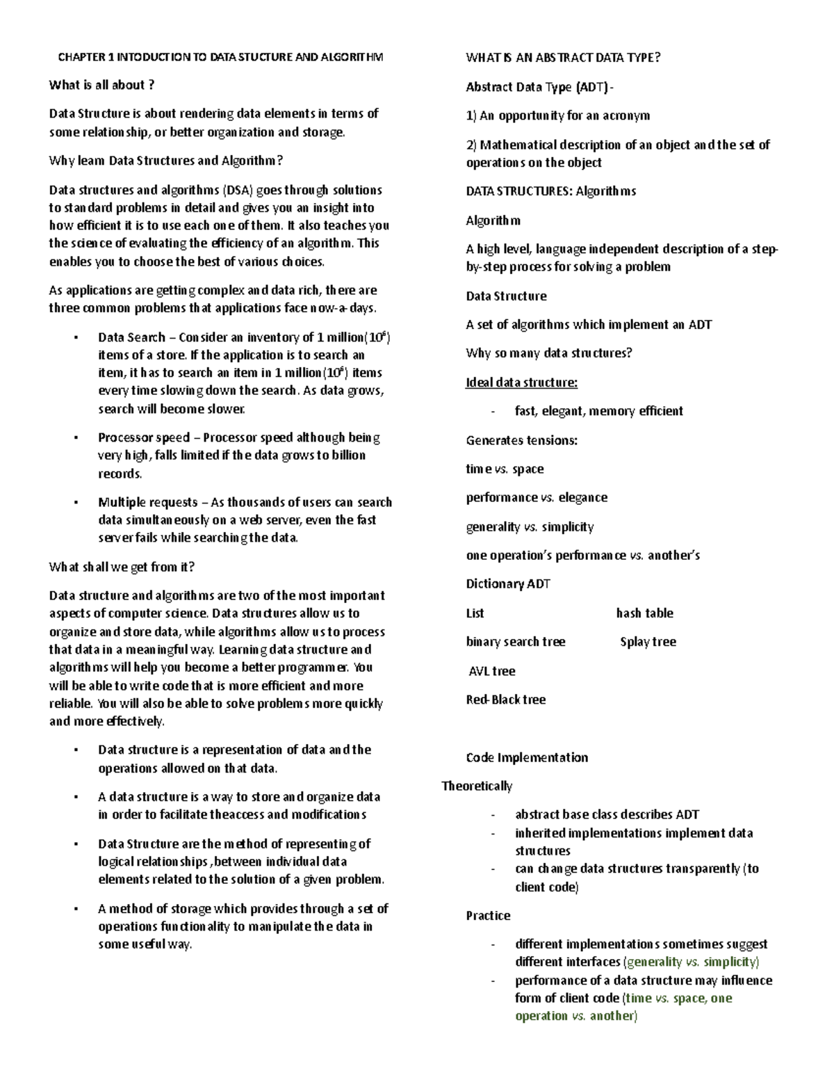 Reviewer 2nd sem DSA - ger - CHAPTER 1 INTODUCTION TO DATA STUCTURE AND ...